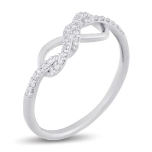 1/8 Carat Natural Diamond Infinity Ring for Women in 14k White Gold (H-I, I1-I2, cttw) Size 7 by Belantina