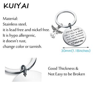 KUIYAI Drive Safe Gift I Love You Mom Keychain Mother Gift Driving Safety Gift Guardian Angel(drive safe mom)