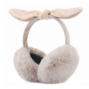 felice ann women sequins bowknot winter warm faux fur plush earmuffs foldable ear muffs ear warmers