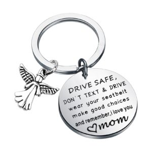 kuiyai drive safe gift i love you mom keychain mother gift driving safety gift guardian angel(drive safe mom)