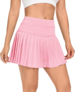 derca pleated tennis skirt for women with pockets shorts athletic golf skirts workout sports activewear skort (pink,x-small)