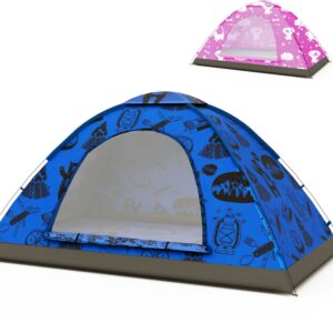 kidzadventure 2 in 1 kids play tent for camping | 1 – 2 person backpacking tent | ultralight indoor & outdoors tents – adventure theme