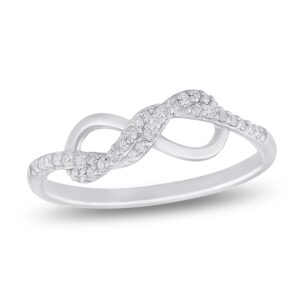 1/8 carat natural diamond infinity ring for women in 14k white gold (h-i, i1-i2, cttw) size 7 by belantina