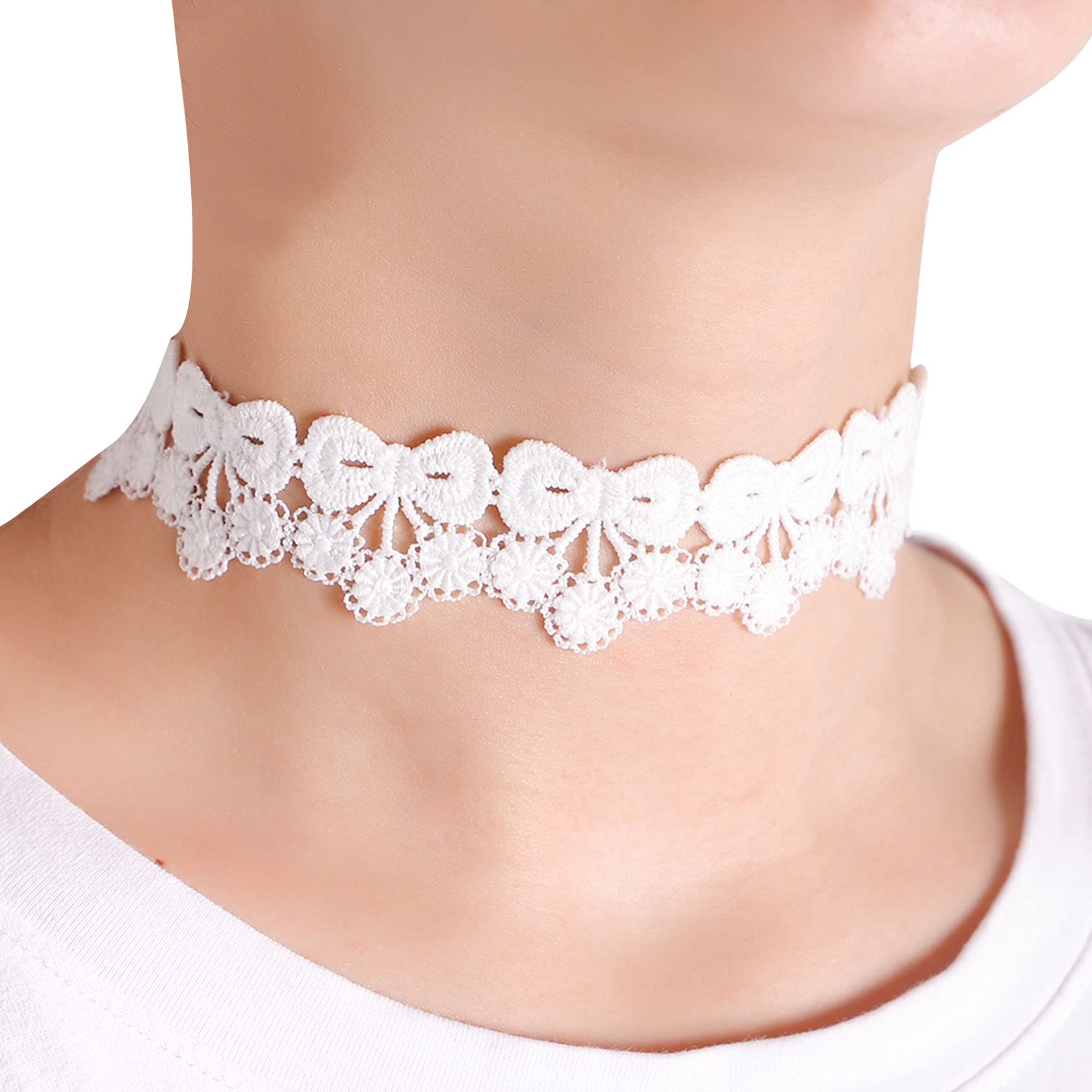 Manfnee 8PCS Choker Necklace Set Lace Henna Choker Gothic Retro Bride Stetch Womens Jewelry Gift