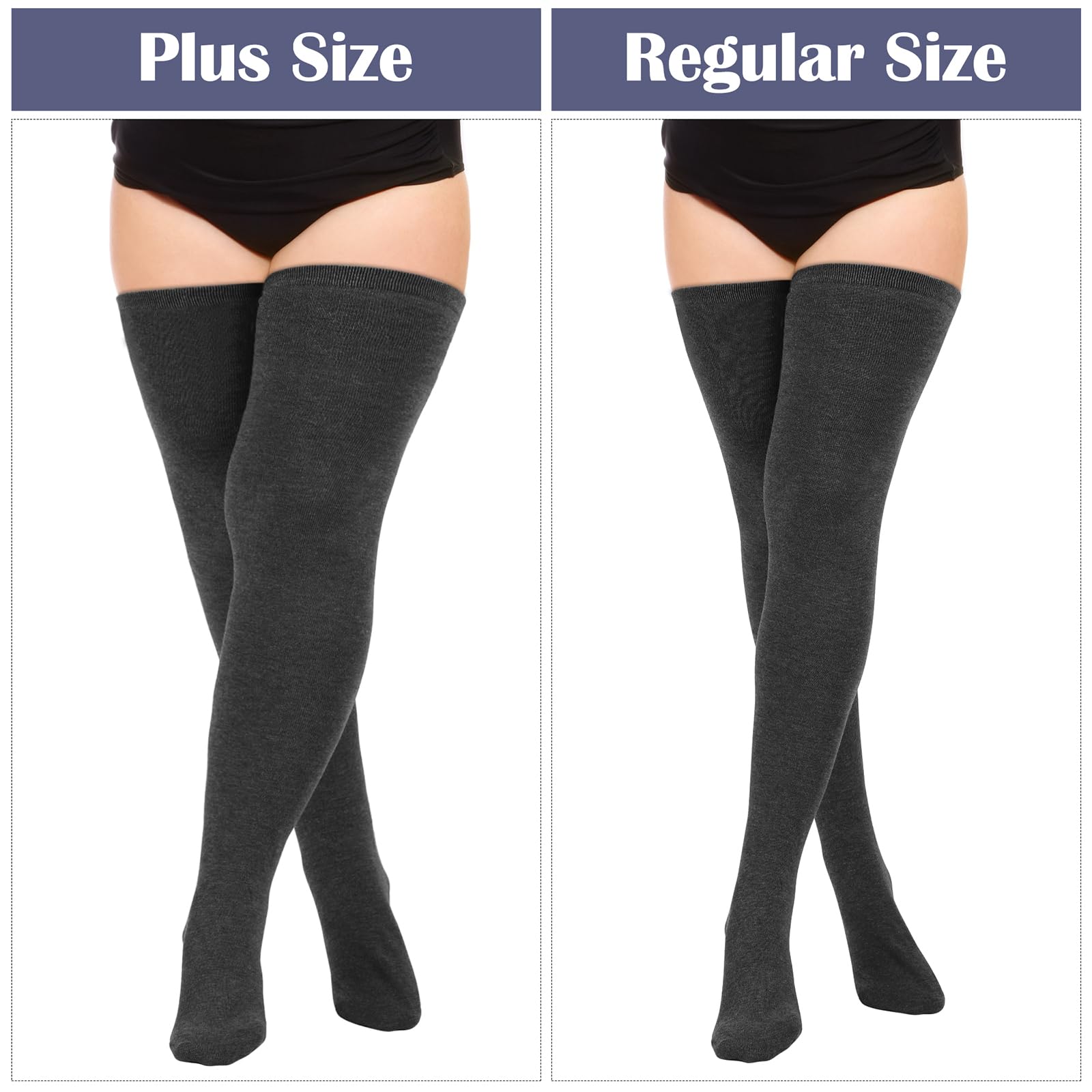 Aneco 6 Pairs Plus Size Over Knee Socks Women Warm Thigh High Stockings for Daily Use, Mixed Colors