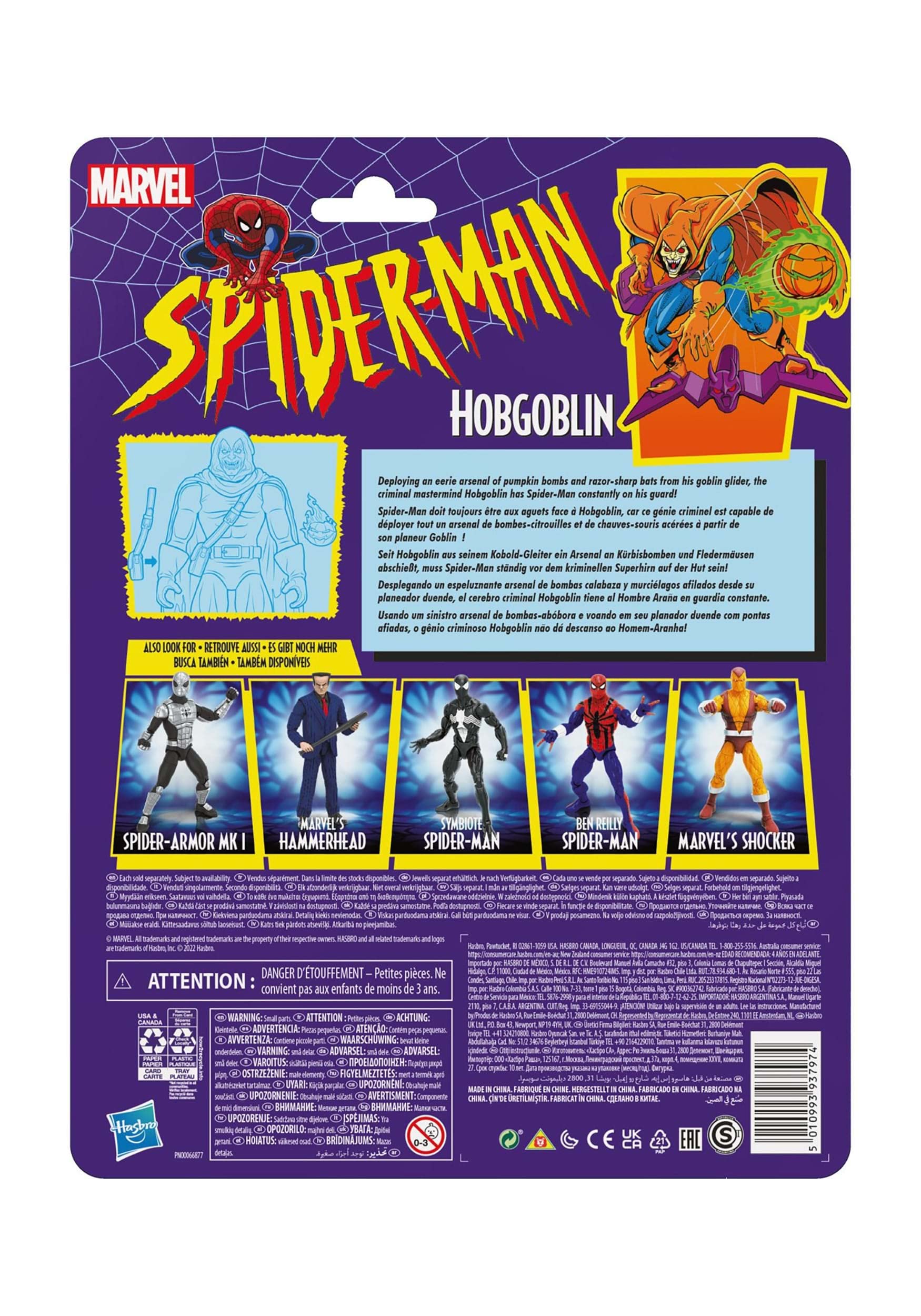 Spider-Man Marvel Legends Series 6-inch Hobgoblin Action Figure Toy, Toy Biz Inspired Design, includes 3 Accessories: Glider, Pumpkin Bomb, Satchel