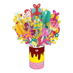 lovepop birthday cake bouquet, 10.25 x 7.5”-3d paper flower greeting card - birthday bouquet, paper flower pop up bouquet card, floral birthday card, pop up birthday card