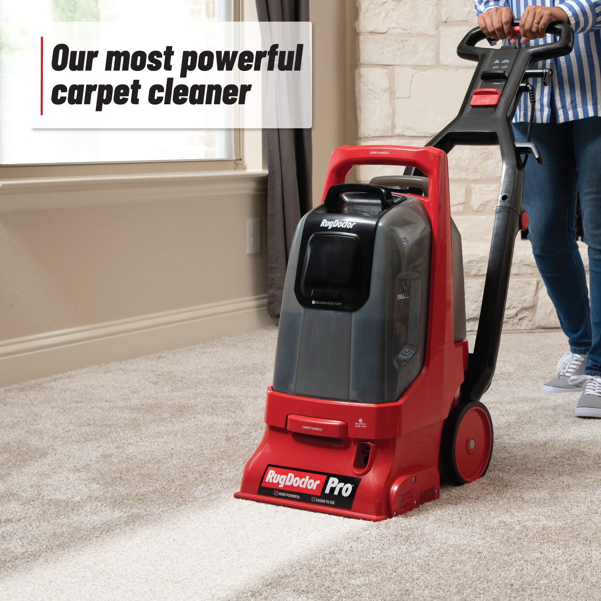 Rug Doctor Pro Deep Commercial Carpet Cleaning Machine, Large Red Commercial Grade Carpet Cleaner, CRI Platinum Rated, Includes 48 oz. of Oxy Cleaning Solution