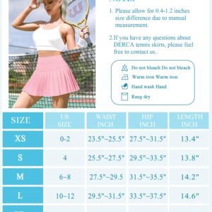 DERCA Pleated Tennis Skirt for Women with Pockets Shorts Athletic Golf Skirts Workout Sports Activewear Skort (Pink,X-Small)