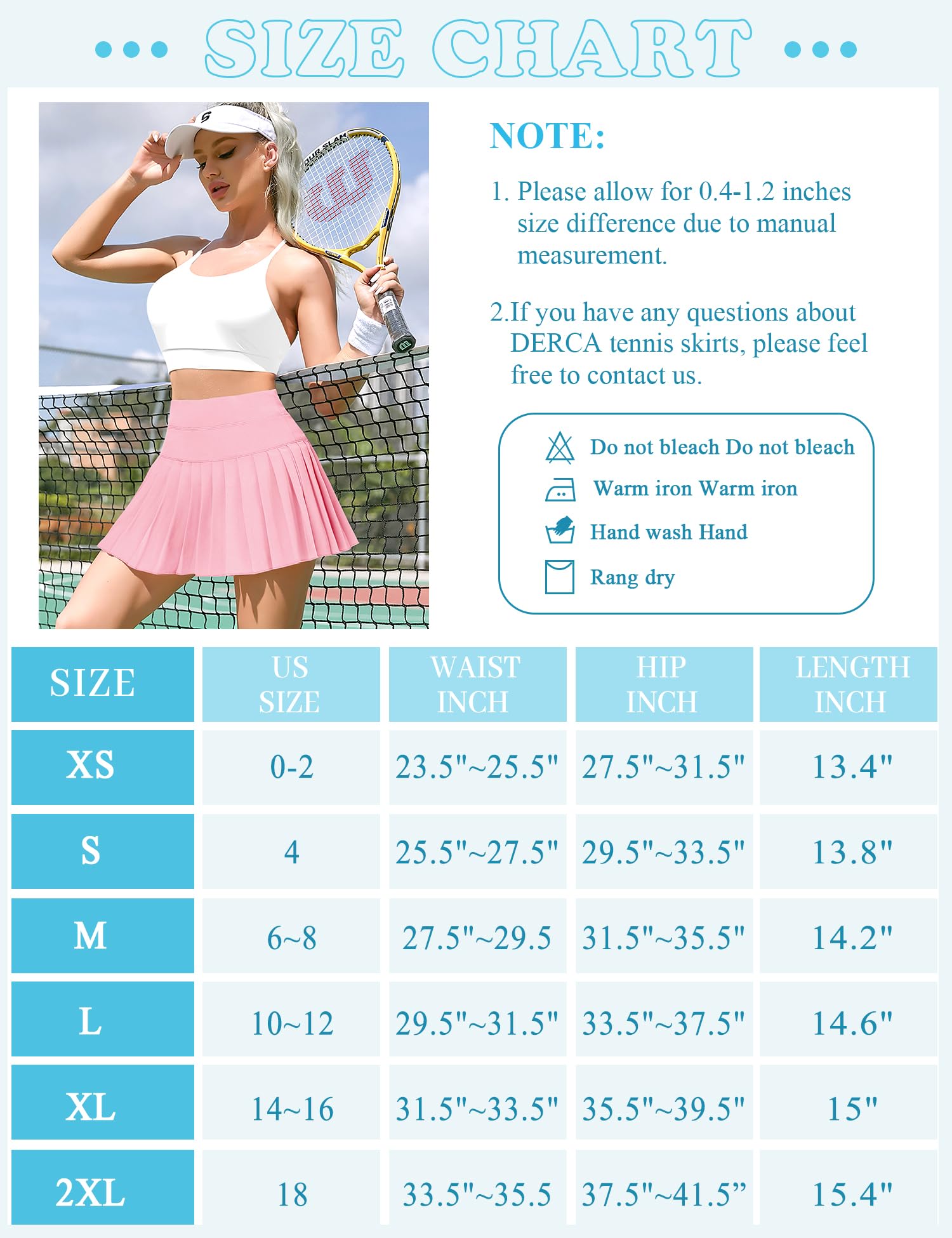 DERCA Pleated Tennis Skirt for Women with Pockets Shorts Athletic Golf Skirts Workout Sports Activewear Skort (Pink,X-Small)