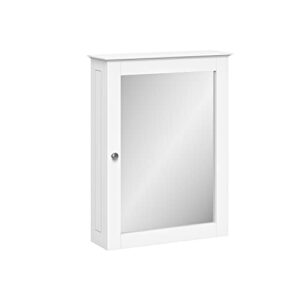 riverridge ashland wall-mounted medicine cabinet mirror with adjustable shelves - white bathroom mirror with storage