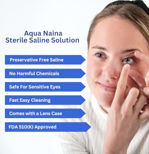 Aqua Naina (12 x 4Fl Oz) - Preservative Free Sterile Saline Solution - Unisol 4 Replacement - for Rinsing Soft and Hard Contact Lenses