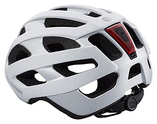 Schwinn LED Insight ERT Bike Helmet for Youth Boys Girls, Front & Rear LED Lights, Can Fit Head Circumference 54-58 cm, 19 Air Vents, Adjustable Strap, Medium White