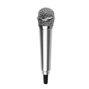 mini 3.5mm microphone condenser microphone,portable vocal microphone, mobile phone voice recording,singing, recording and chatting,phone karaoke mic with stand for iphone android silver