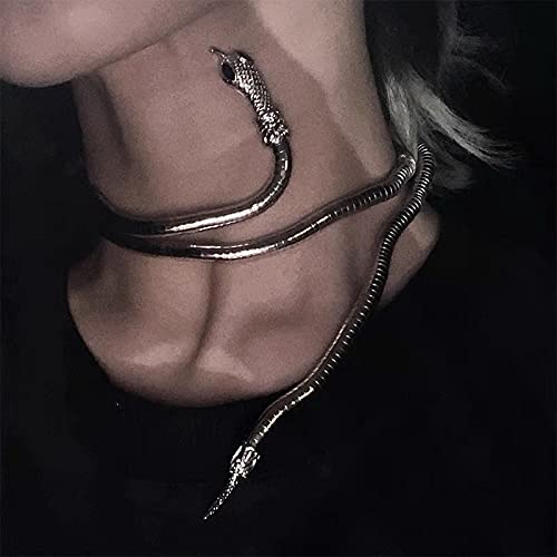 LAKIYOYO Bendable Snake Bracelet for Women Adjustable Punk Snake Choker - Flexible Multi-Purpose Medusa Necklace Hollween Jewelry (black)