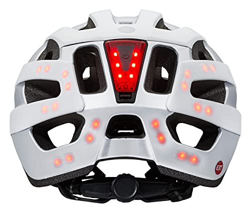 Schwinn LED Insight ERT Bike Helmet for Youth Boys Girls, Front & Rear LED Lights, Can Fit Head Circumference 54-58 cm, 19 Air Vents, Adjustable Strap, Medium White