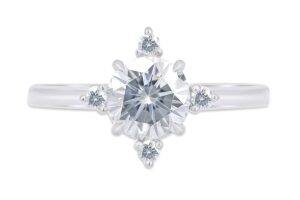 savearth diamonds 1 carat center round cut moissanite lab created diamond north star engagement promise ring in 14k white gold over sterling silver jewelry for women (1.00 cttw) - 7