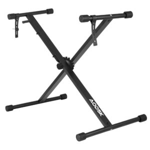 aodsk single-x keyboard stand adjustable width & height,piano stand with locking straps & quick release mechanism-adjust height in one second