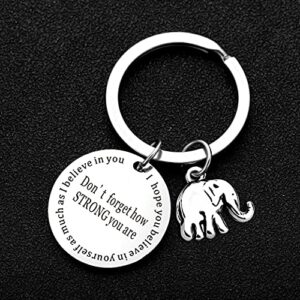 XLCTT Inspirational Gift Elephant Keychain Keyring Don't Forget How Strong You Are Keychain Birthday Graduation Christmas Gift (Don’t forget)