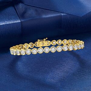 Ross-Simons 3.00 ct. t.w. Bezel-Set Diamond Tennis Bracelet in 18kt Gold Over Sterling. 7 inches