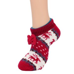 Century Star Women Slipper Socks Soft Cozy Animal Christmas Socks Anti-Slip Fuzzy Slipper Warm Winter Floor Socks 1 Pack Red Elk One Size