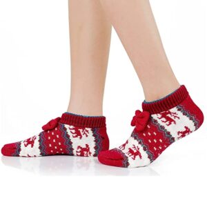 Century Star Women Slipper Socks Soft Cozy Animal Christmas Socks Anti-Slip Fuzzy Slipper Warm Winter Floor Socks 1 Pack Red Elk One Size