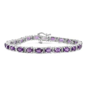 jewelexcess amethyst bracelet for women – genuine, single-row purple amethyst jewelry – 925 sterling silver bracelets – birthstone bracelet sterling silver jewelry gifts for women