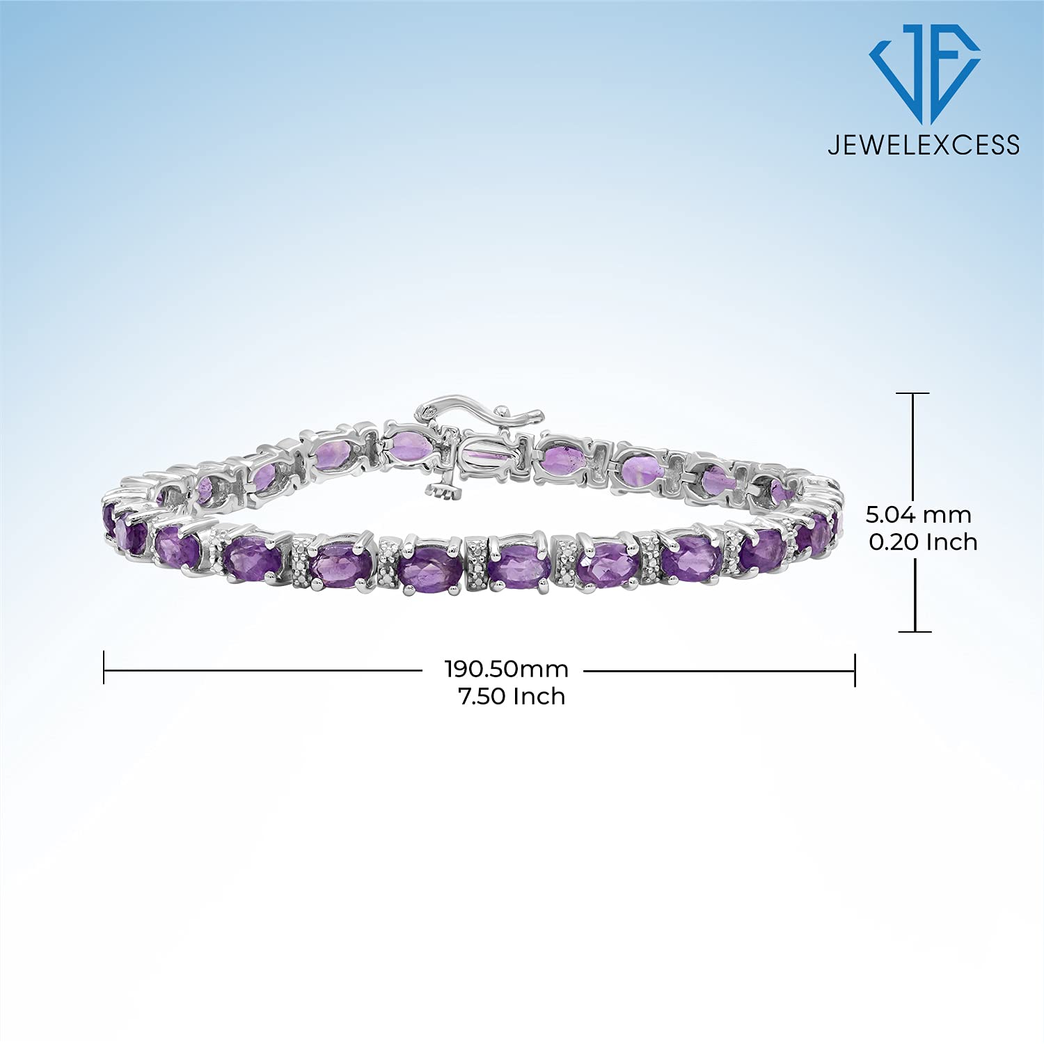 JEWELEXCESS Amethyst Bracelet for Women – Genuine, Single-Row Purple Amethyst Jewelry – 925 Sterling Silver Bracelets – Birthstone Bracelet Sterling Silver Jewelry Gifts for Women