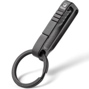 fegve titanium key belt clip with key ring, belt key holder key chain clip black keychain for men (black)