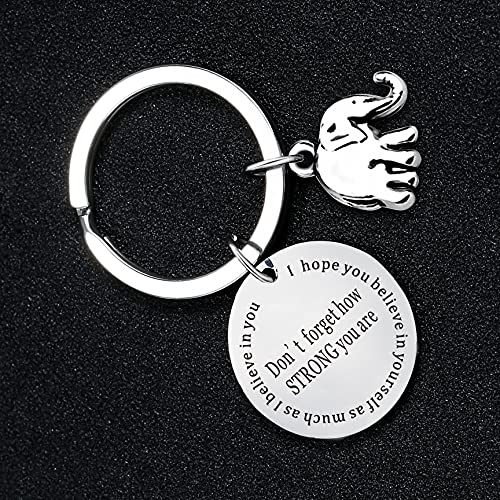 XLCTT Inspirational Gift Elephant Keychain Keyring Don't Forget How Strong You Are Keychain Birthday Graduation Christmas Gift (Don’t forget)