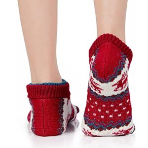 Century Star Women Slipper Socks Soft Cozy Animal Christmas Socks Anti-Slip Fuzzy Slipper Warm Winter Floor Socks 1 Pack Red Elk One Size