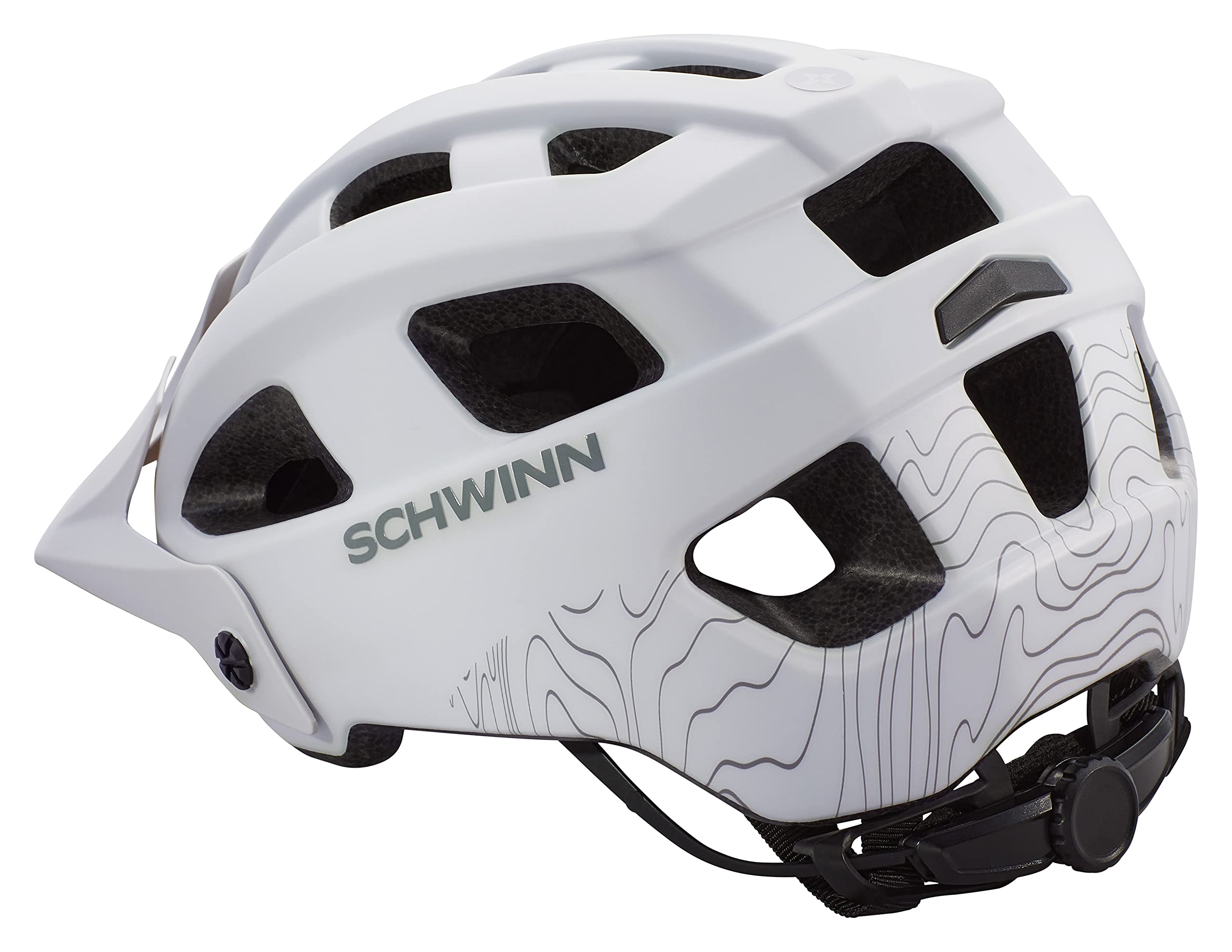 Schwinn Bunker ERT Bike Helmet for Youth Boys Girls, Can Fit Head Circumference 53-59cm, with 17 Air Vents, Pivoting Visor, & Adjustable Locking Strap, Medium, Grey