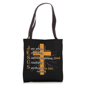 jesus christian faith john tote bag