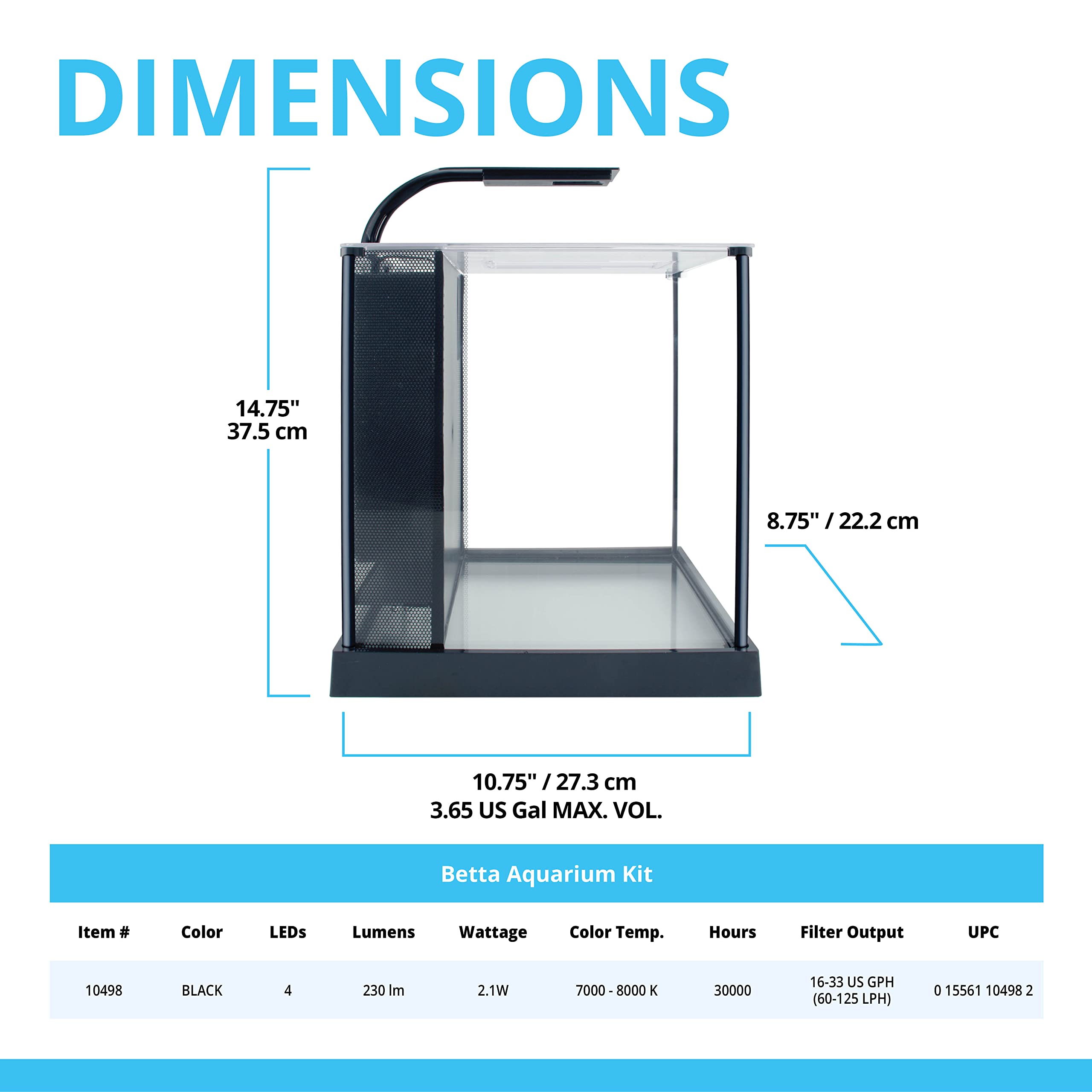 Fluval Betta Premium Aquarium Kit, 2.6 Gallon