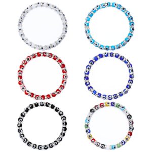 hicarer 6 pieces evil eye bracelet bracelets turkish glass bead jewelry protection amulet lucky bracelet for women men