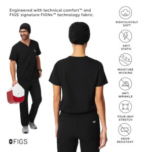 FIGS Modern Expandable Unisex Scrub Cap for Women and Men - Black, One Size