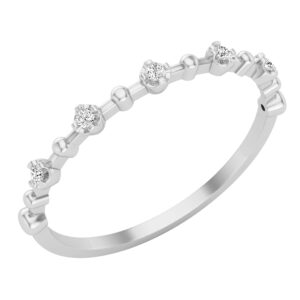 dazzlingrock collection 0.05 carat (ctw) round white diamond ladies stackable alternating beaded dainty wedding band | 925 sterling silver, size 7