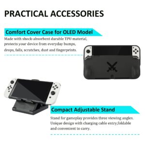 Accessories Bundle for Nintendo Switch OLED Model(2021): Super Kit with Carrying Case, Screen Protector, Steering Wheels, Joycon Grips, Charging Dock, Playstand, Protective case and More (23 in 1)