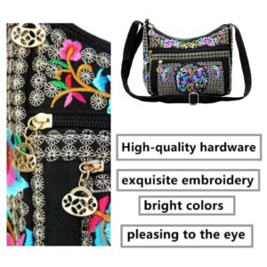 PHEVOS Hobo Crossbody Bag for women, Vintage Ethnic Tribal Embroidered Boho Hippie Tote Handbags Shoulder Purse