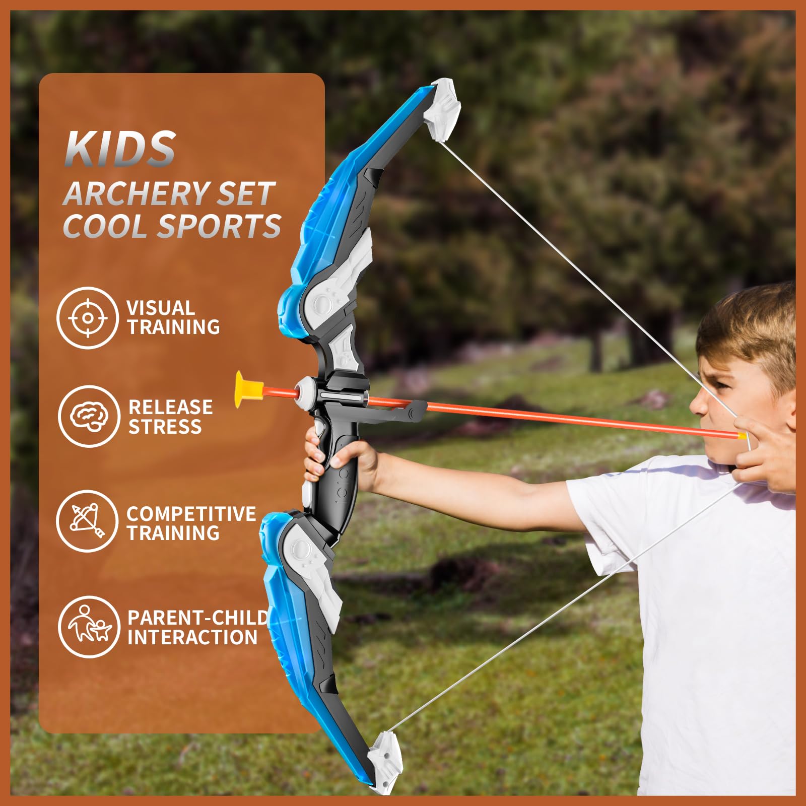 2 Pack Set Bow and Arrow Archery Toy for Kids, LED Light Up with 20 Suction Cup Arrows Target & Quiver, Outdoor Toys Kids Boys Girls Ages 3-12 Years Old