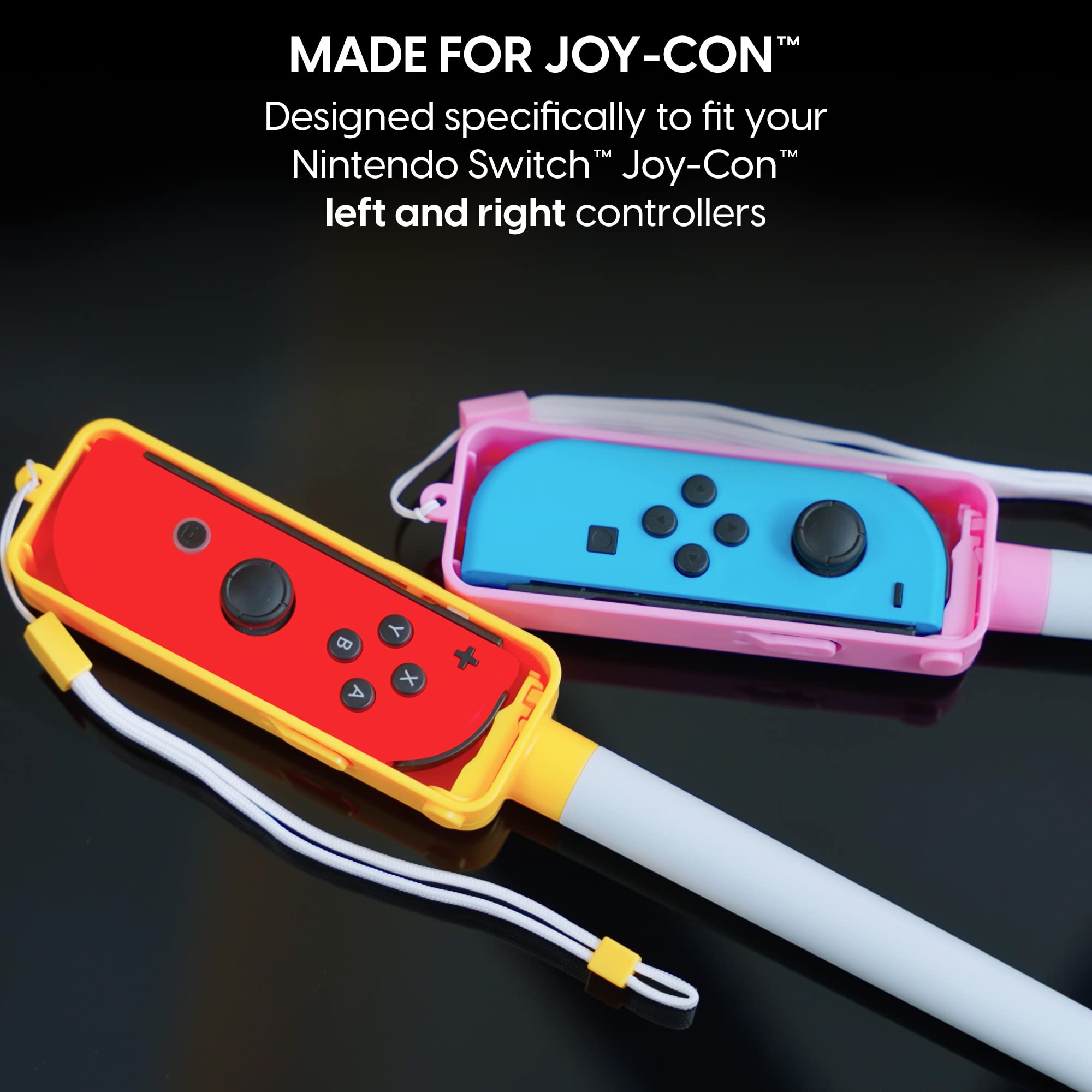 TALK WORKS Golf Clubs for Nintendo Switch Joy-Con Controllers, 2 Pack - Switch Games Accessories Joy Con Controller Grip Holder for Mario Golf - Lightweight, Adjustable Straps - Mario Red/Luigi Green