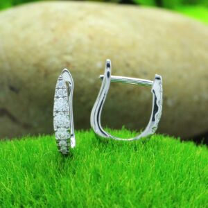 2/5 Carat (ctw) Lab Created Moissanite Diamond Huggie Hoop Earrings In 14K White Gold Over Sterling Silver (0.40 Cttw) Jewelry For Women, Gift For Her