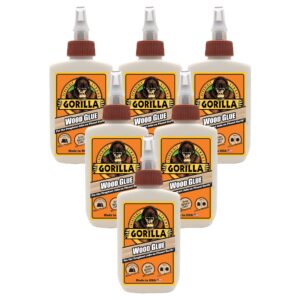 gorilla wood glue, 4 ounce bottle, natural wood color, (pack of 6)