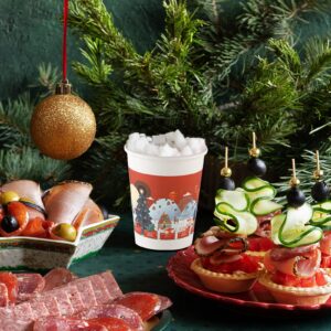 Aneco 72 Pieces Christmas Paper Cups 9 Ounce Drinking Tea Paper Cups for Christmas Party, Daily Use, Assorted Styles