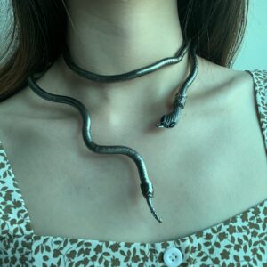 LAKIYOYO Bendable Snake Bracelet for Women Adjustable Punk Snake Choker - Flexible Multi-Purpose Medusa Necklace Hollween Jewelry (black)