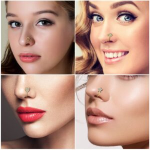 TAMHOO 25 Pcs Multi-Style Fake Nose Rings for Women and Men - 14k Gold Plated Copper African Nose Cuff Non Piercing for Teen Grirls - Small Clip On Nose Ring Set,Fake Nose Piercing Ring (#1)