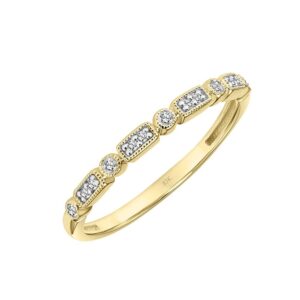 10k yellow gold 0.07 cttw diamond-accented stackable vintage milgrain wedding band or anniversary ring (i-j color, i3 clarity), size 5, by brilliant expressions