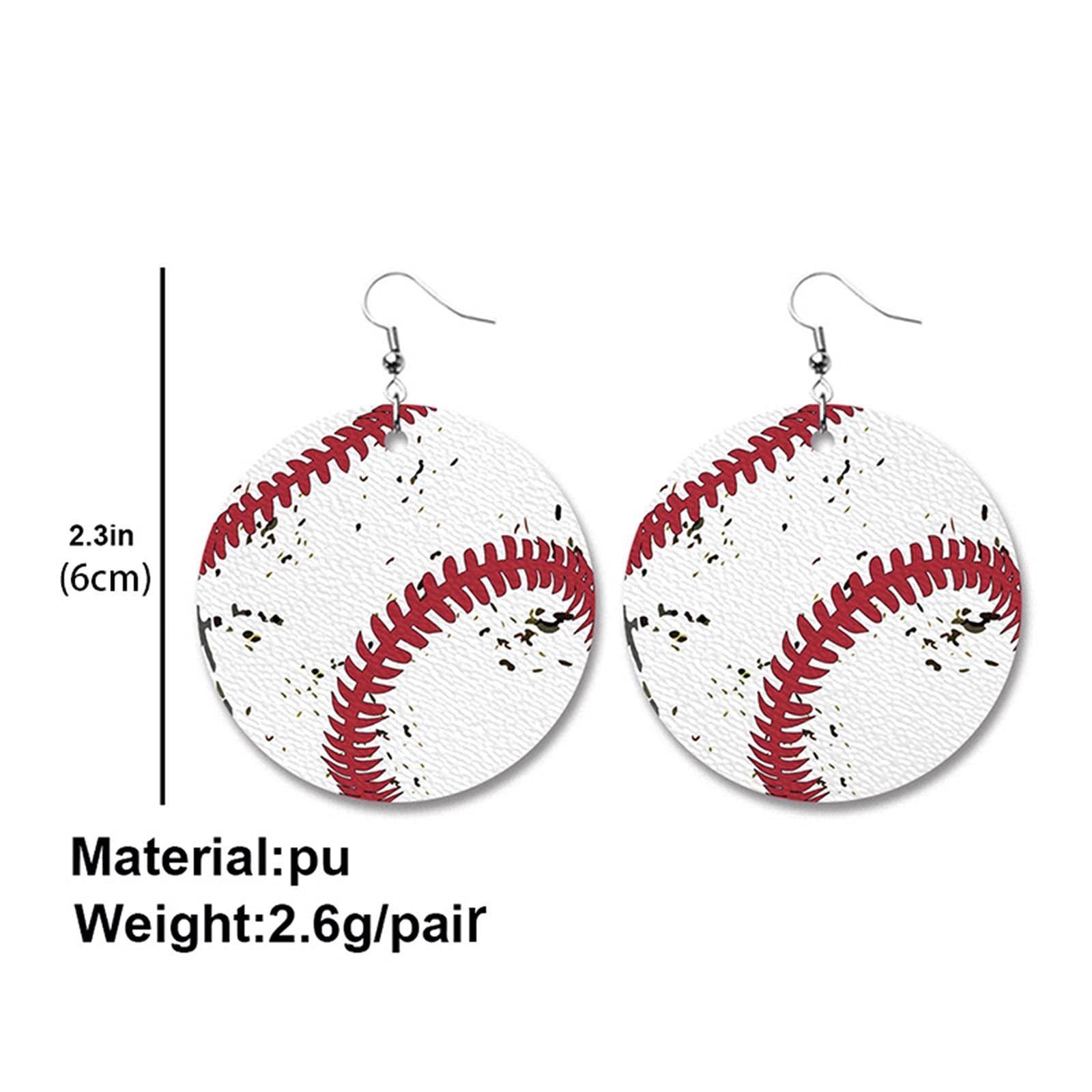 Retro Sports Ball Leather Dangle Earrings Baseball Basketball Soccer Volleyball Shape Earrings for Women Jewelry(A)