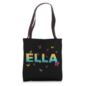 ella - beautiful name with colorful butterflies tote bag