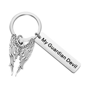 cenwa lucifer inspired jewelry my guardian devil keychain funny devil gift for fans (guardian devil k)